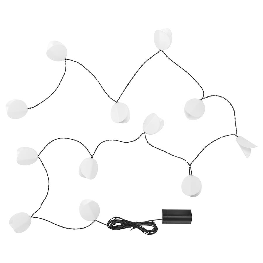 SOLVINDEN LED string light with 12 lights, battery operated/leaf - IKEA