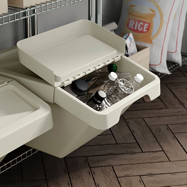 SORTERA sorting bin with lid, beige, 10 gallon - IKEA