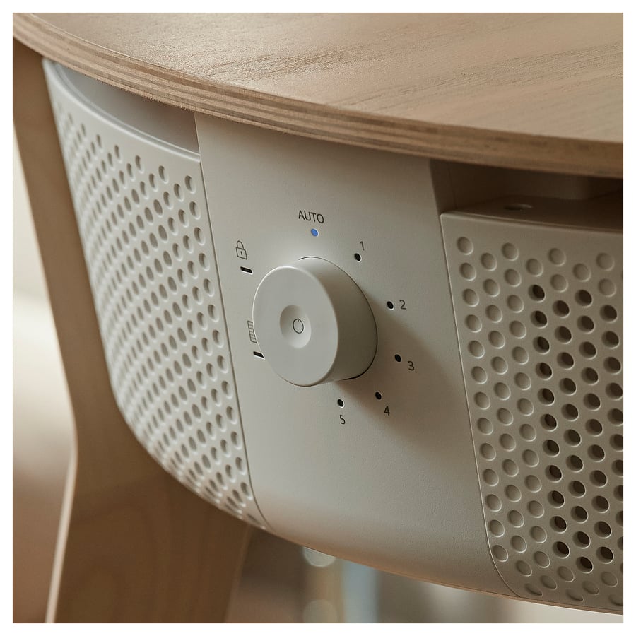 STARKVIND table with air purifier, stained oak veneer/white smart - IKEA