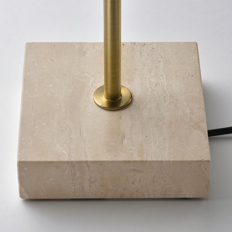 STOCKHOLM 2025 table lamp, white textile/brass plated, 26" - IKEA