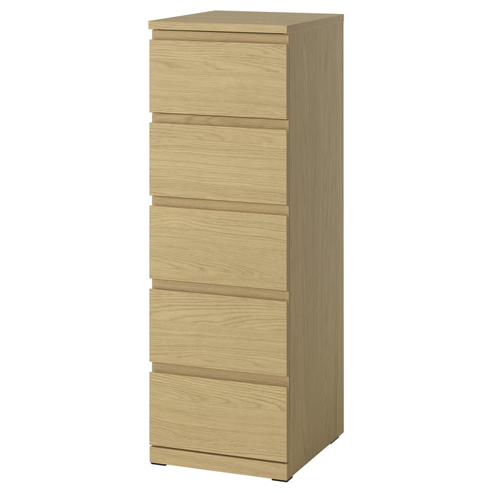 STORKLINTA 5-drawer dresser, oak effect/anchor/unlock function, 153 ...