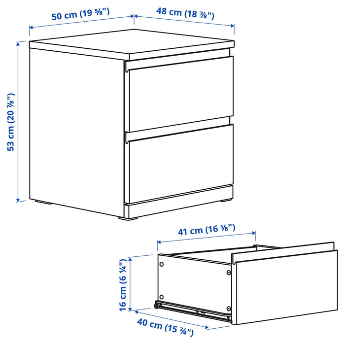STORKLINTA nightstand, white/with 2 drawers, 195/8x187/8x207/8" - IKEA