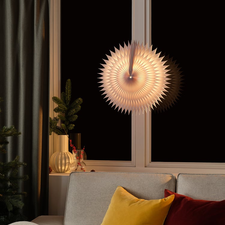 STRÅLA lamp shade, 3D-shapes white - IKEA