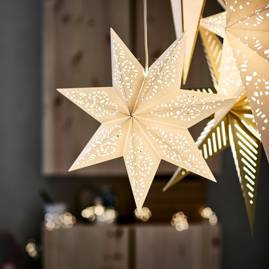 STRÅLA Lace White 19" Star Christmas Lamp Shade - IKEA