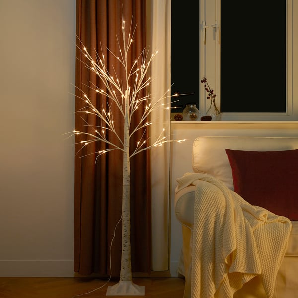 STRÅLA LED floor lamp, artificial birch tree - IKEA