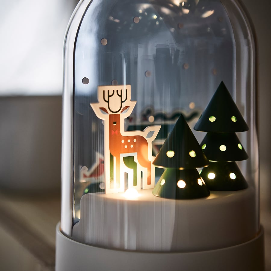 STRÅLA table lamp, snowy night/battery operated dome - IKEA