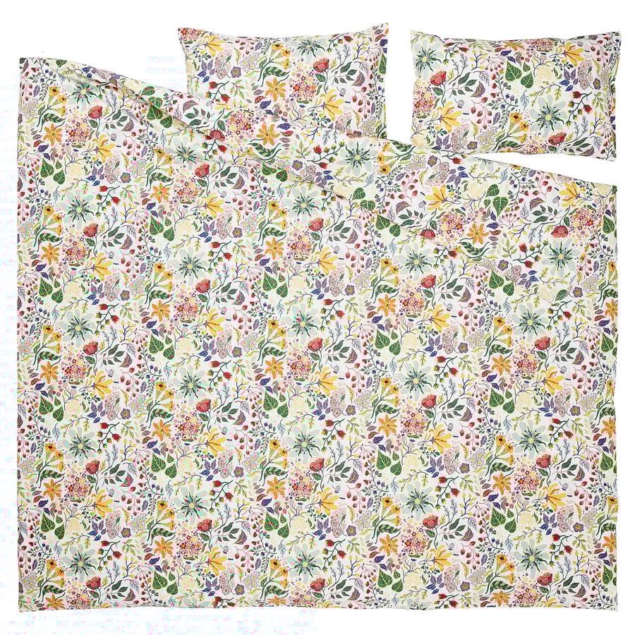 STRANDLUMMER duvet cover and pillowcase(s), multicolor/floral pattern ...