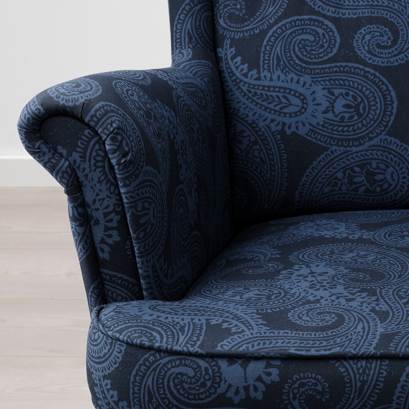 STRANDMON Wing chair, Kvillsfors dark blue/blue - IKEA