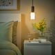 SUNNEBY / MOLNART pendant lamp with LED bulb, black textile/cylinder ...