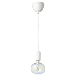SUNNEBY / MOLNART Pendant lamp with LED bulb, white/ellipse shaped ...