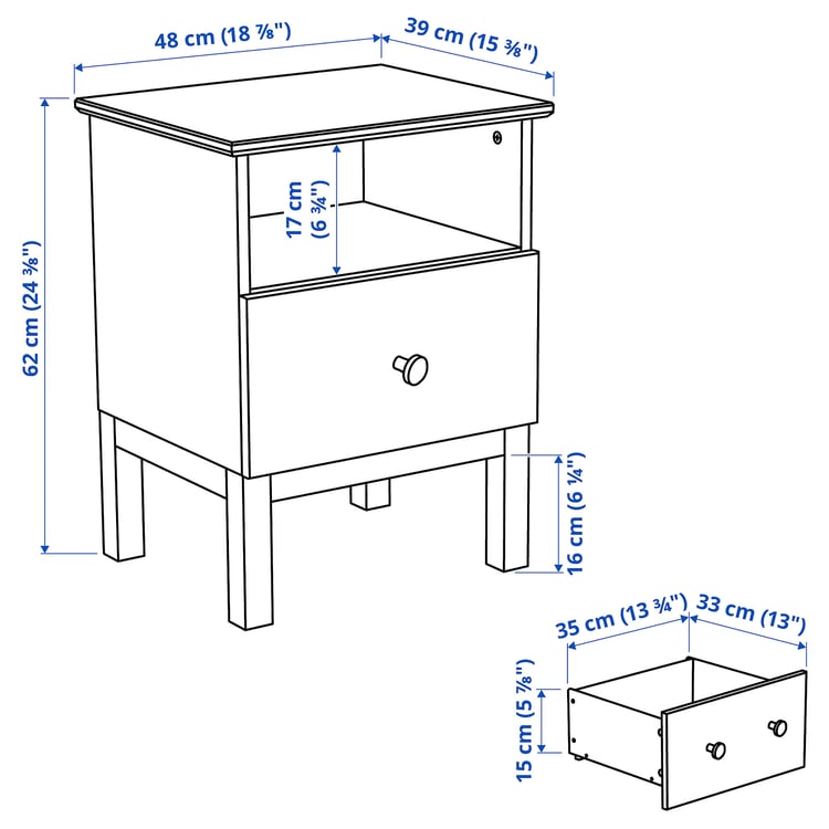 TARVA nightstand, pine, 187/8x243/8" - IKEA