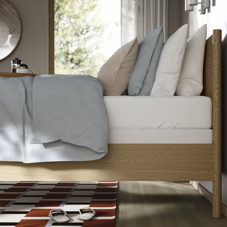 TONSTAD bed frame, oak veneer/Lyngör white, Queen - IKEA