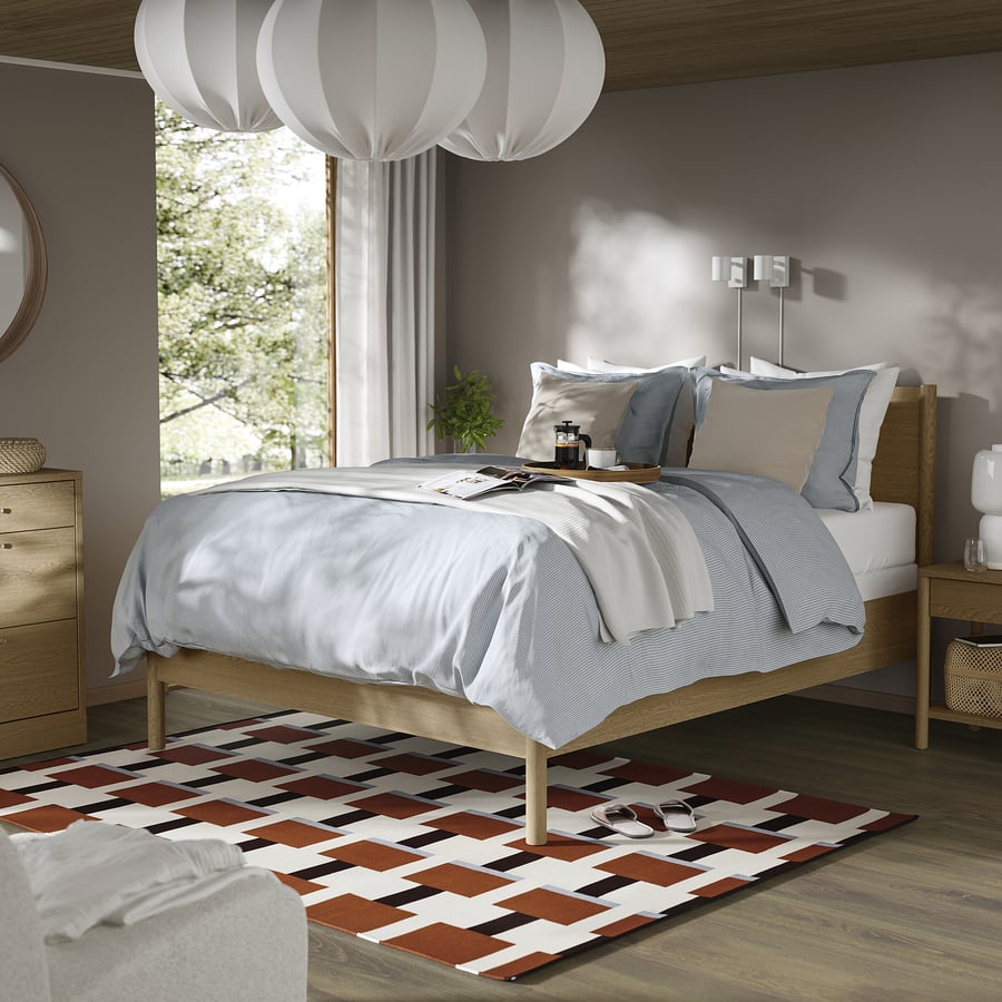TONSTAD bed frame, oak veneer/Lyngör white, Queen - IKEA