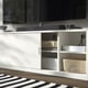 TONSTAD TV storage combo with sliding doors, off-white/clear glass ...