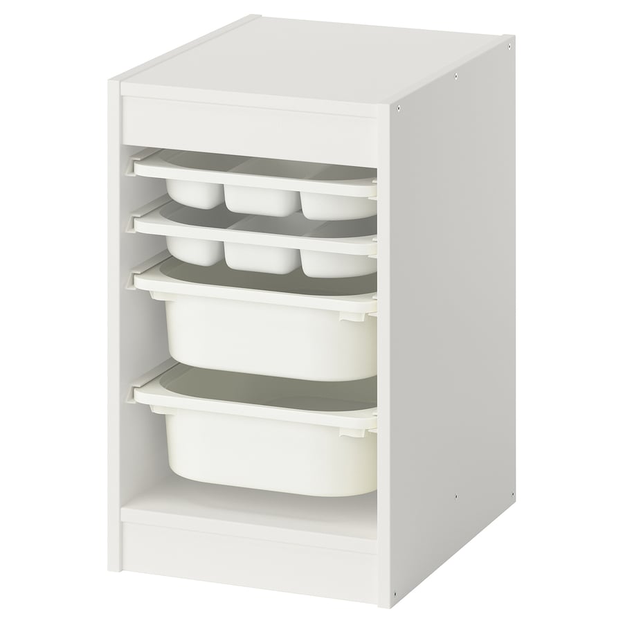 TROFAST storage combination w boxes/trays, white/white, 133/8x173/8x22 ...