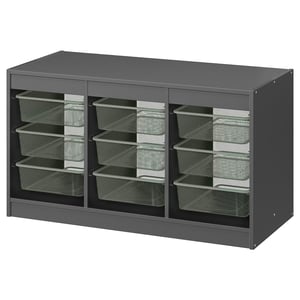 TROFAST Storage combination with boxes, gray/light green-gray, 39x173 ...
