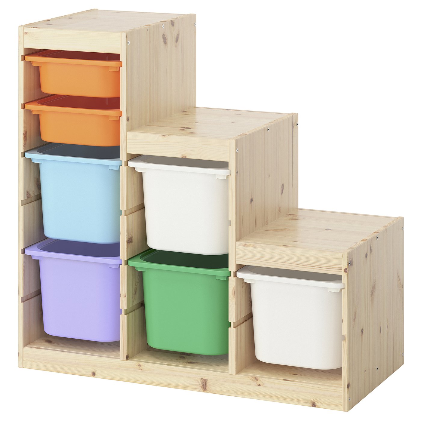 TROFAST storage combination with boxes, light white stained pine white ...