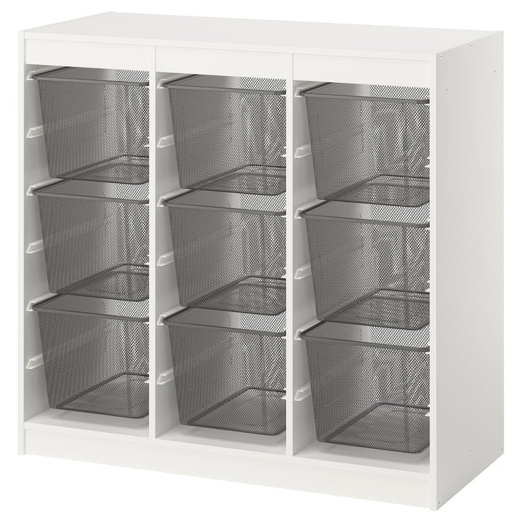 TROFAST storage combination with boxes, room divider/white dark gray ...