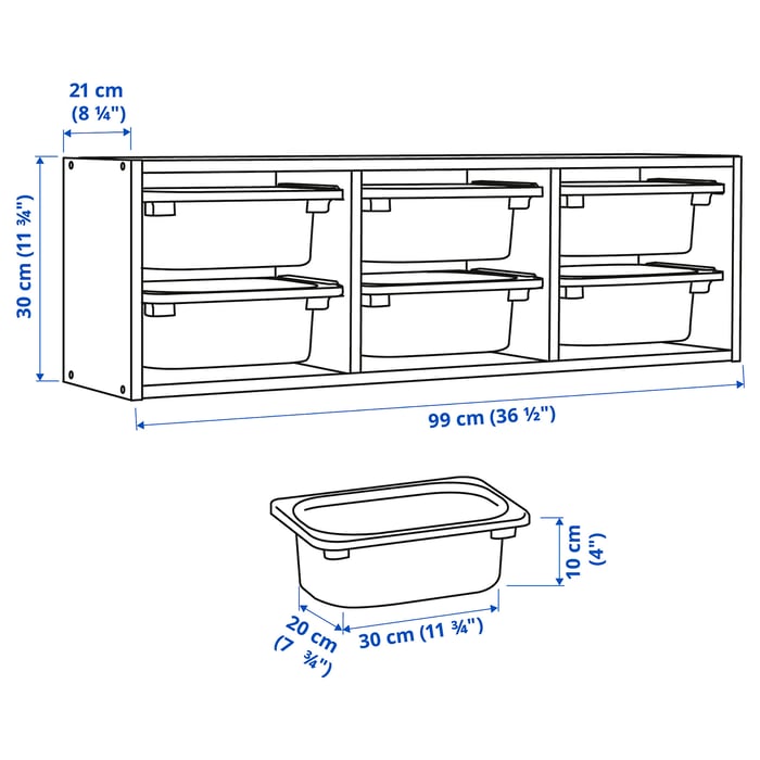 TROFAST wall storage, gray/gray-blue, 39x81/4x113/4" - IKEA