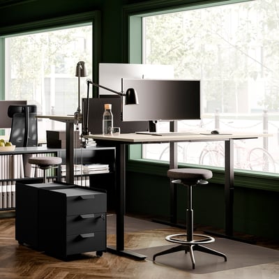 TROTTEN desk sit/stand, beige/anthracite, 471/4x271/2" - IKEA