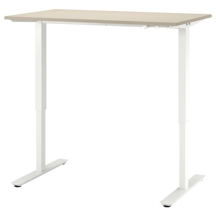TROTTEN desk sit/stand, beige/white, 471/4x271/2" - IKEA