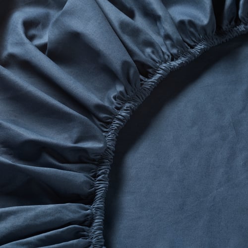 ULLVIDE fitted sheet, dark blue, Full/Double - IKEA