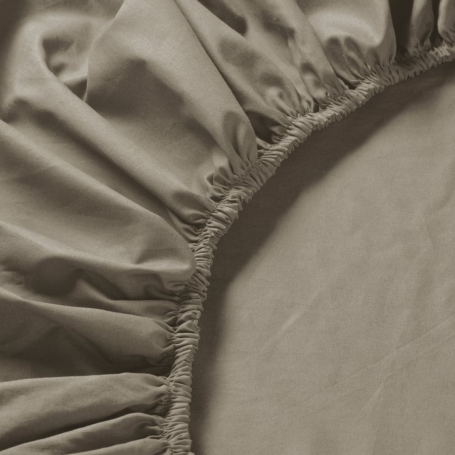 ULLVIDE fitted sheet, gray-beige, Full/Double - IKEA