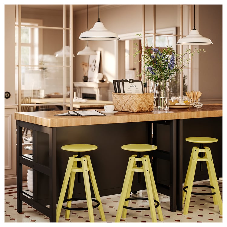 VADHOLMA Kitchen island, black, oak, Width: 49 5/8" - IKEA