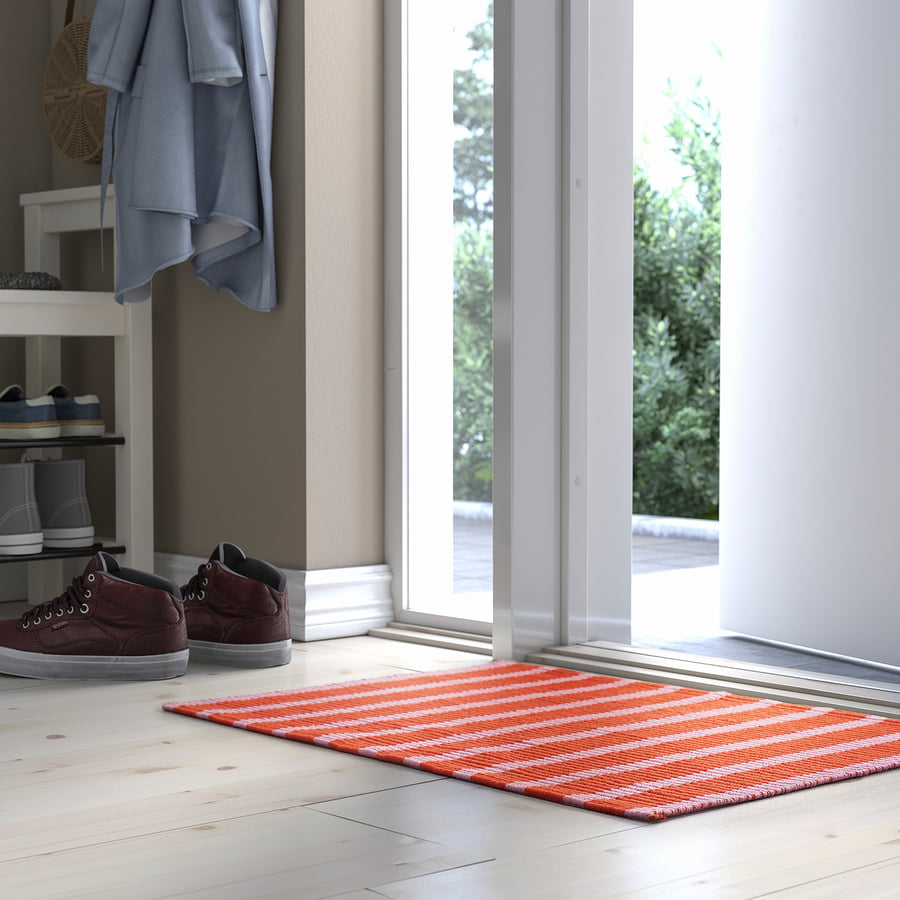 VÄGSKYLT door mat, pink/orange, 2'0"x2'11" - IKEA