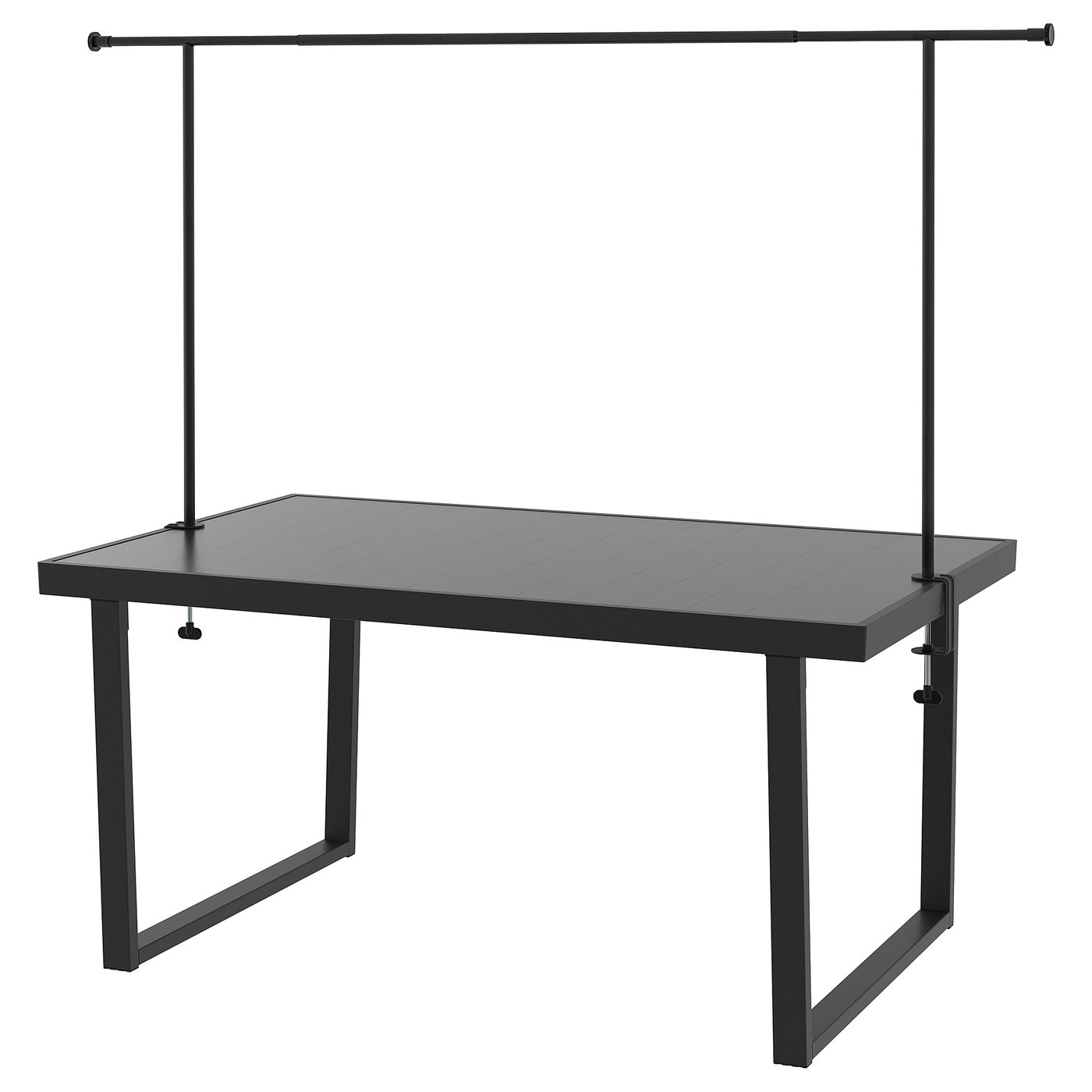 VÄRMANSÖ / HELGEÖ table with decorating rod, outdoor dark gray/black ...