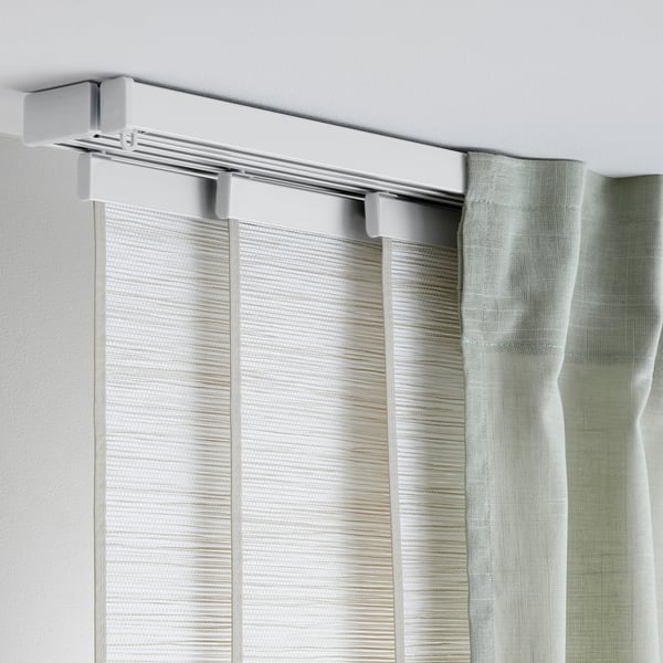 VIDGA Triple curtain rail, included ceiling fittings/white, 55" - IKEA