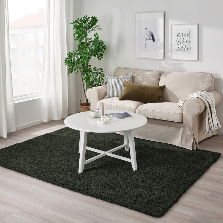 VINDEBÄK rug, high pile, dark green, 5'3"x7'7" - IKEA