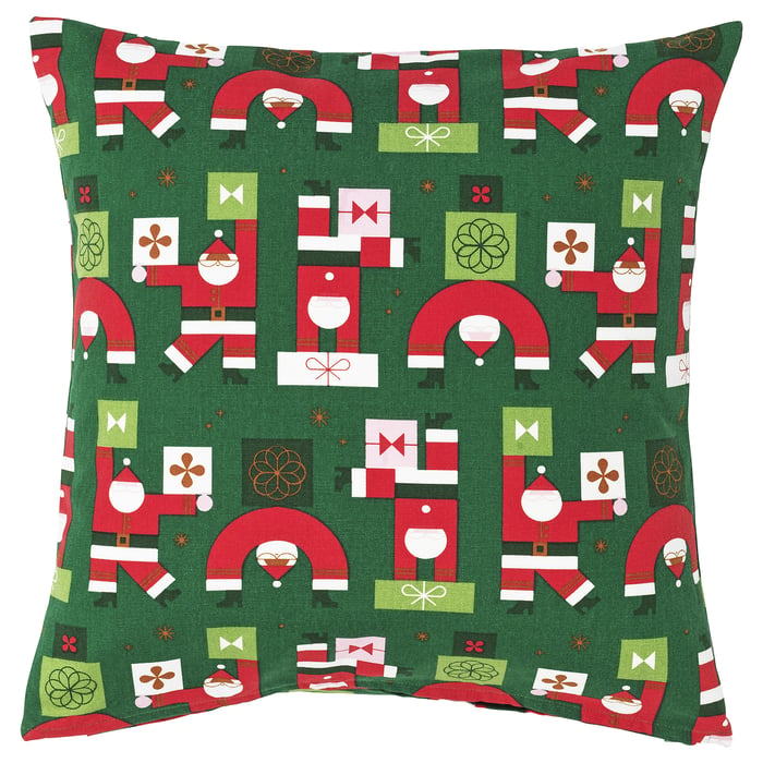 VINTERFINT cushion cover, Santa Claus pattern green, 20x20" - IKEA