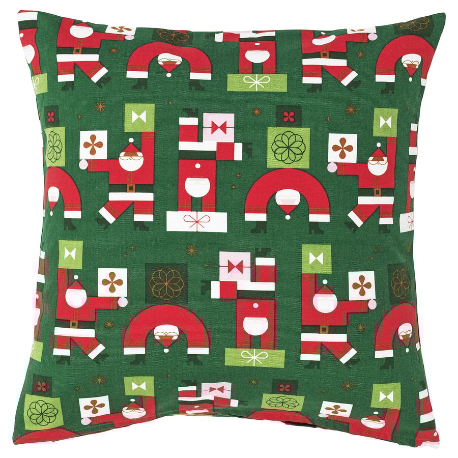VINTERFINT cushion cover, Santa Claus pattern green, 20x20" - IKEA
