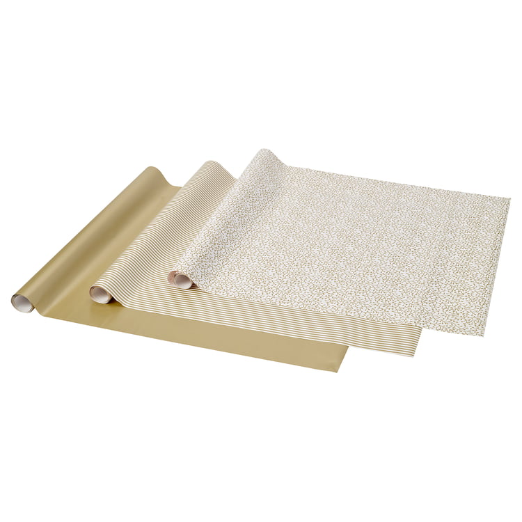 VINTERFINT gift wrap, roll, mixed patterns gold, 9.84x2.30'/22.60 sq ...