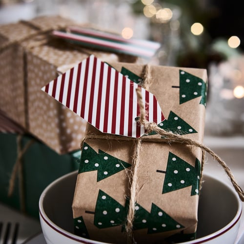 VINTERFINT Green Brown Mixed Patterns Gift Wrap - IKEA
