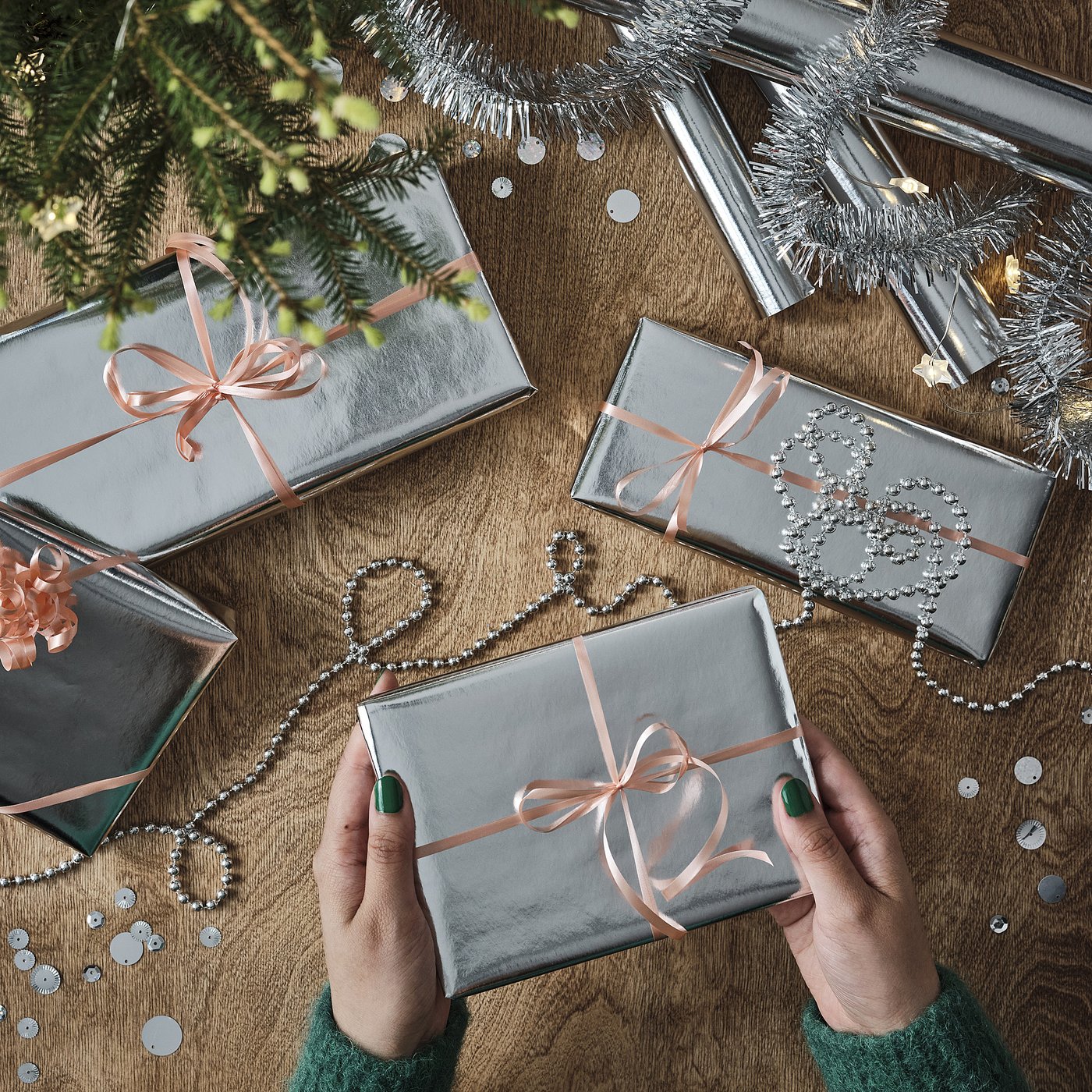 silver christmas wrap