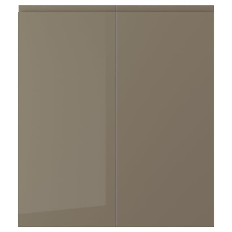 VOXTORP 2-p door/corner base cabinet set, left-handed/high gloss dark ...