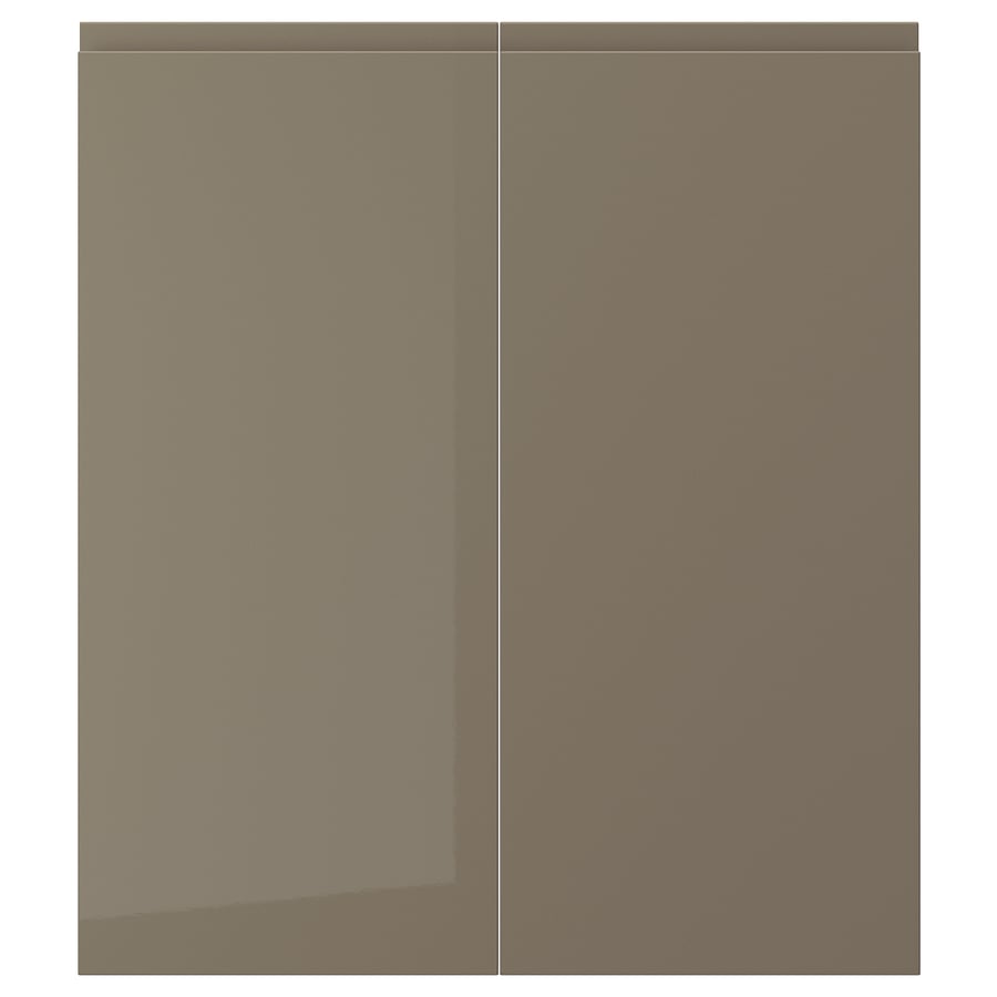 VOXTORP 2-p door/corner base cabinet set, left-handed/high gloss dark ...