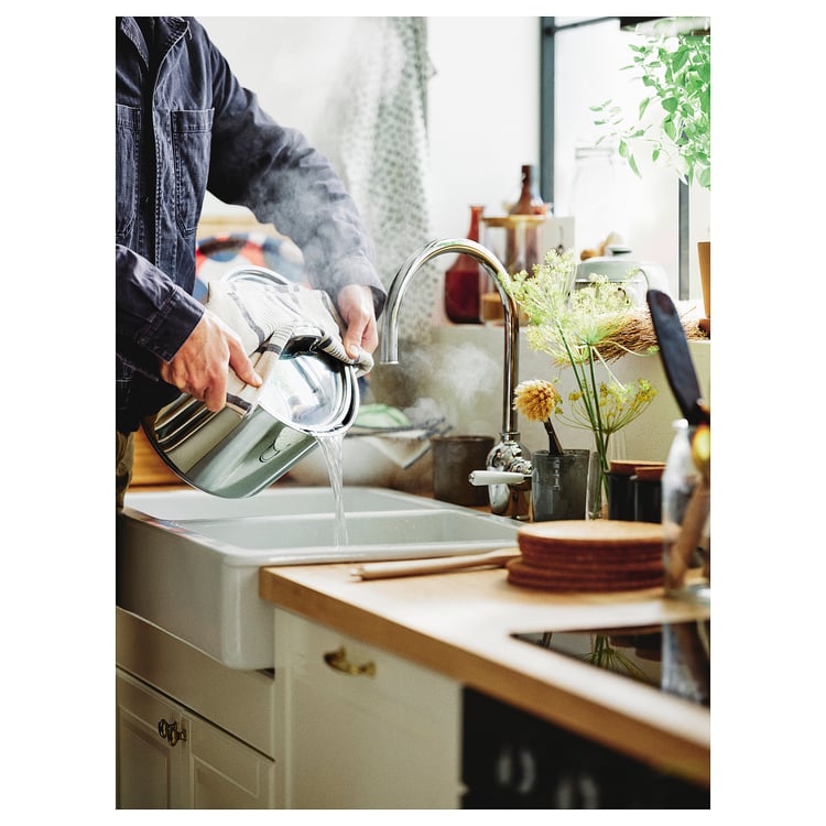 HAVSEN fregadero doble+frente visible, blanco, 37x19" - IKEA