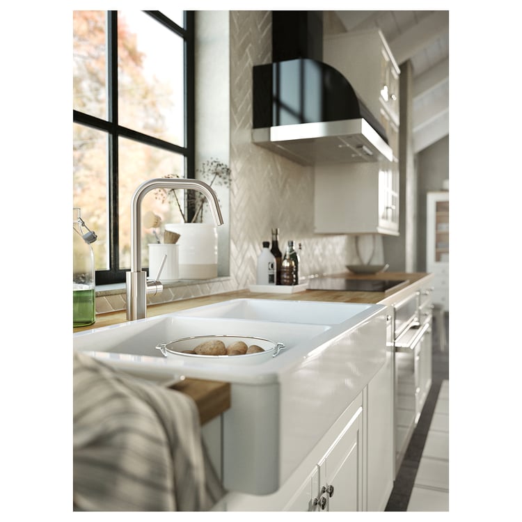 HAVSEN fregadero doble+frente visible, blanco, 37x19" - IKEA
