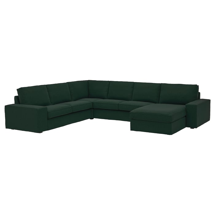 KIVIK sofá esquinero 5 plz+chaise lounge, Tallmyra verde oscuro - IKEA