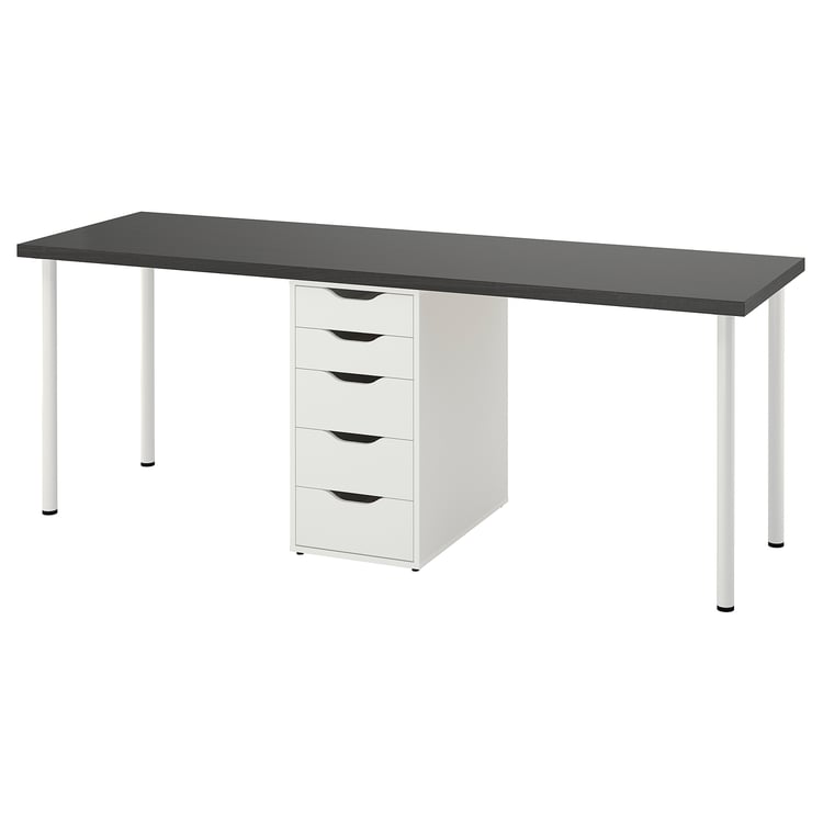 LAGKAPTEN / ALEX escritorio, negro-marrón/blanco, 783/4x235/8" - IKEA