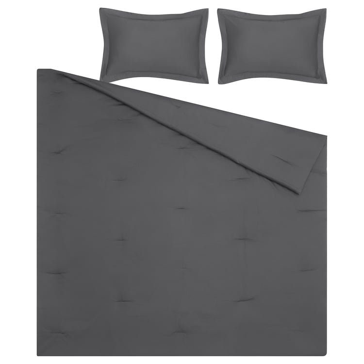 LUKTJASMIN juego de edredón, gris oscuro, Tamaño King - IKEA