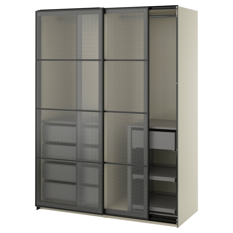 PAX / LUNDBRÄSMA armario+puertas corredizas, beige grisáceo negro ...