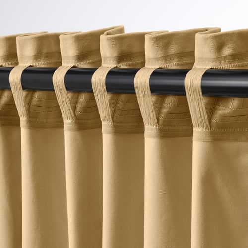SANELA cortinas, 1 par, beige-amarillo/+cinta de fruncir, 55x98" - IKEA