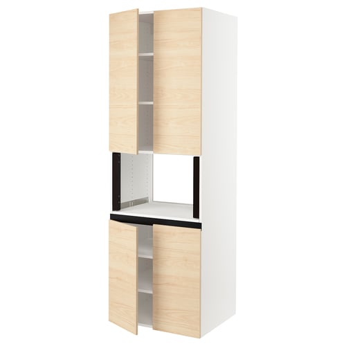 SEKTION gabinete alto microondas+4 puertas, blanco/Askersund efecto de ...