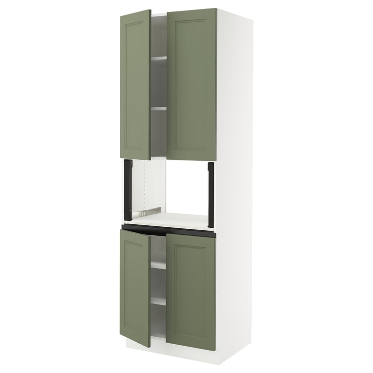 SEKTION gabinete alto microondas+4 puertas, blanco/Axstad gris-verde ...