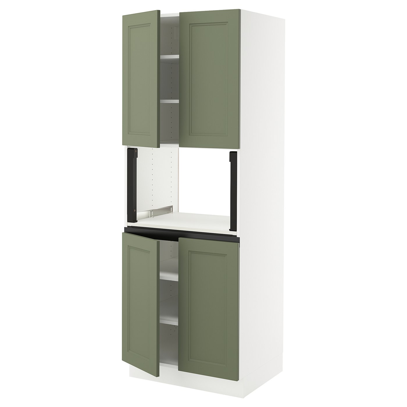 SEKTION gabinete alto microondas+4 puertas, blanco/Axstad gris-verde ...