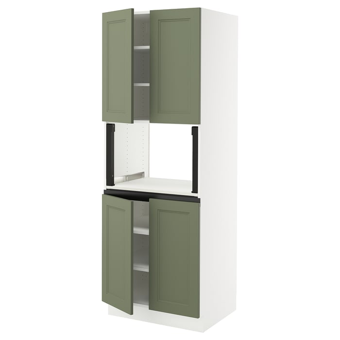 SEKTION gabinete alto microondas+4 puertas, blanco/Axstad gris-verde ...